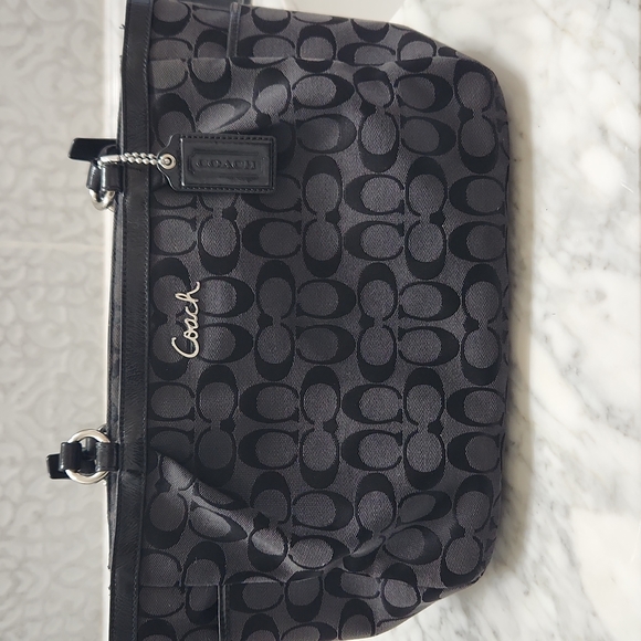 Coach | Bags | Coach Signature Bag With Leather Trim | Poshmark